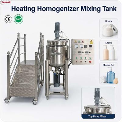 China Double Jacket 1000L Mixing Kettle Shower Gel Chemical Blender Bottom Homogenizer for sale