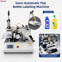 China Semi Automatic Front Back Labeling Machine Flat Square Bottle Sticker Labeler for sale