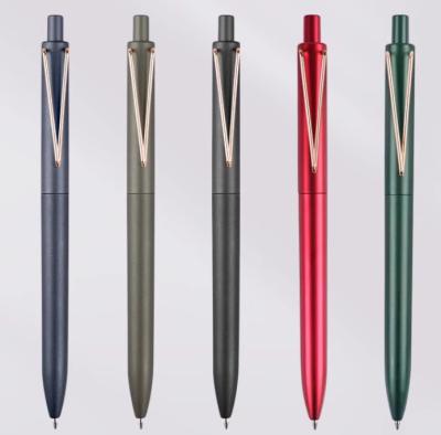 China Signature Pen Business Professional Pen High end Metal Pen with Clip Press type Advertising Pen V-shaped Ball Pen for sale