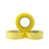 China 48mm Width Transparent Yellow Bopp Packing Tape  Carton Sealing Film Making Tape Durable for sale