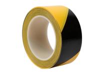China 50mm Stripe Floor PVC Warning Tape Black Yellow Insulation Tape For Pipe Plastic for sale