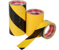 China 50mm Stripe Floor PVC Warning Tape Black Yellow Insulation Tape For Pipe Plastic for sale
