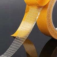 China Yellow Hot Melt Cross Weave Tape Self Adhesive Fiberglass Mesh Tape 48mm for sale