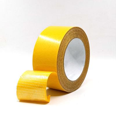 China Yellow Hot Melt Cross Weave Tape Self Adhesive Fiberglass Mesh Tape 48mm for sale