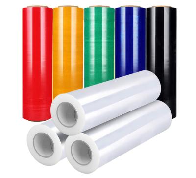 China Colorful Plastic Wrap LLdpe Stretch Film Roll Jumbo Packaging 500mm for sale