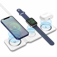 China Folding 3 in 1 Magnetic Wireless Charging Station 15W Fast Charging for Phone Watch Airpods for sale