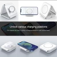 China Foldable 3in1 Magnetic Wireless Charger Stand 15W for Phone Watch Earphone for sale