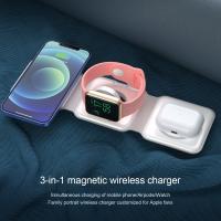 China Foldable Magnetic 3 In 1 Wireless Charging Station With ABS Silicone for sale