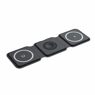 China 3 in 1 Magnetic Wireless Charger 15W Qi Foldable Fast Charging Station for Phone Watch Airpods for sale