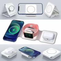 China 3 in 1 Magnetic Wireless Charger 15W Qi Foldable Fast Charging Station for Phone Watch Airpods for sale