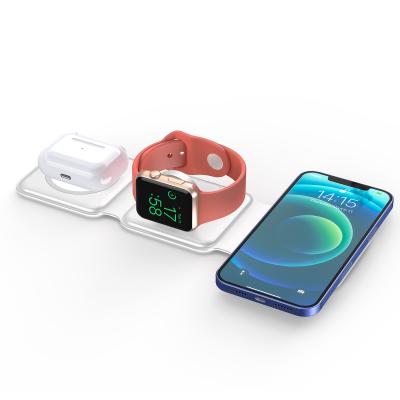 China Foldable 3 in 1 Magnetic Wireless Charger 15W for Phone iWatch Airpods for sale