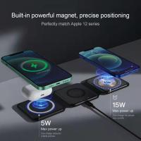 China Foldable 3 in 1 Magnetic Wireless Charger 15W for Phone iWatch Airpods for sale