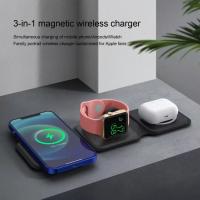 China Foldable 3 in 1 Magnetic Wireless Charger 15W for Phone iWatch Airpods for sale