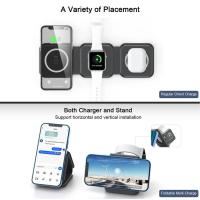 China Foldable 3 in 1 Magnetic Wireless Charger 15W for Phone iWatch Airpods for sale