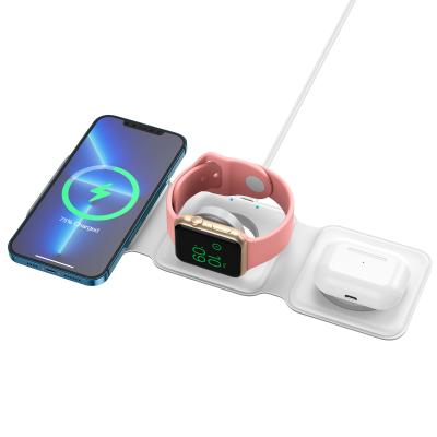 China 3 in 1 Foldable Magnetic Wireless Charger 15W 128g for Phone Watch Airpods for sale