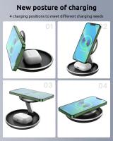 China Magnetic 3 In 1 Wireless Charging Stand Foldable 15W With Private Mold for sale