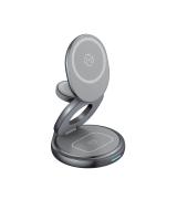 China Private Mold 3 In 1 Magnetic Phone Stand Rotated Folding With Wireless Charging for sale