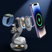 China Folding 3 in 1 Wireless Charging Station 15W Fast Charging for Phone Earphone Watch for sale