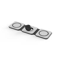 China Fabric 3-in-1 Foldable Magnetic Wireless Charger 15W Fast Charge Custom Logo for sale