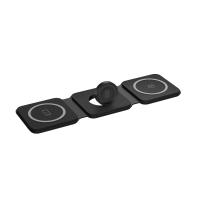 China Fabric 3-in-1 Foldable Magnetic Wireless Charger 15W Fast Charge Custom Logo for sale
