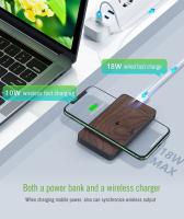 China 10W Wooden Wireless Charger With 10000mAh Battery Capacity for sale