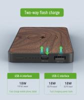 China 10000mAh 10W Qi Wireless Charging Power Bank Eco Friendly Wooden Custom Gift for sale
