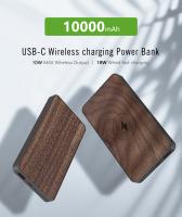 China 10000mAh 10W Qi Wireless Charging Power Bank Eco Friendly Wooden Custom Gift for sale