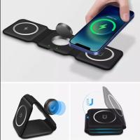 China Customized 3 In 1 Wireless Charging Station Magnet Qi Fast Charging Folding for sale