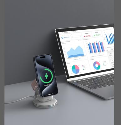 China Qi 15W Fast Charging Wireless Charger 3 in 1 Foldable Magnetic Charging Pad with 9V 2A Input for sale