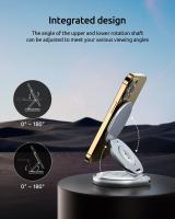 China Zinc Alloy 3 in 1 Wireless Charging Station 15W Fast Charging 360 Rotating Folding Stand for sale