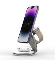 China Metal 3 In 1 360 Rotating Wireless Charger Customized Logo For Qi Function for sale