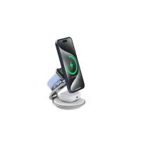 China 15W 3-in-1 Magnetic Wireless Charger Stand Foldable Zinc Alloy Silicone ABS for Phone AirPods iWatch for sale