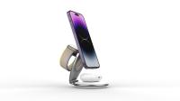 China 15W 3-in-1 Magnetic Wireless Charger Stand Foldable Zinc Alloy Silicone ABS for Phone AirPods iWatch for sale