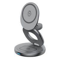 China 3 in 1 360 Rotating Folding Wireless Charger Stand 15W Zinc Alloy for Mobile Phone for sale