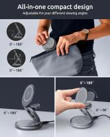 China Foldable 3 in 1 Magnetic Wireless Charging Station 15W for Phone Watch Earbuds for sale