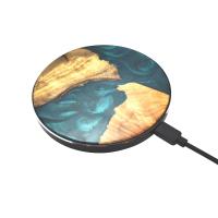 China Resin Wood Wireless Charger 5V 2A with LED Lamp Qi Standard Fast Charging for sale