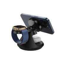 China 3 in 1 15W Fast Wireless Desktop Charger 360 Rotating Stand for Phone Watch Earphone for sale