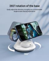 China 3 in 1 15W Fast Wireless Desktop Charger 360 Rotating Stand for Phone Watch Earphone for sale