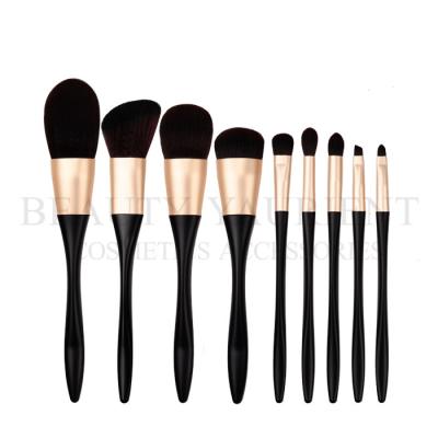China ISO14000 Full Face Makeup Brush Set With Matte Gold Color Aluminum Ferrule for sale