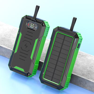 China Solar Panel Charging OEM Portable Solar Charger 20000mAh with Built-in 5W Wireless Charger Cable for sale