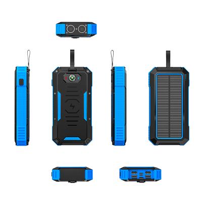 China Portable Solar Panel Charging OEM Solar Charger 20000mAh Waterproof Powerbank 30000Mah with Built-in 5W Wireless Charger Cable for sale