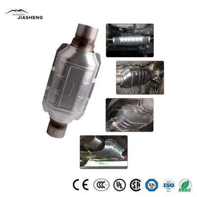 China 2.5 Inlet Outlet Universal Catalytic Converter Direct Fit Exhaust 409 Stainless Steel High Performance for sale
