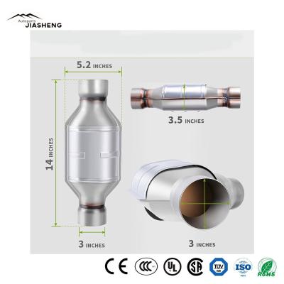 China 3 Inch Inlet Outlet Universal Direct Fit Catalytic Converter 409 Stainless Steel High Performance for sale