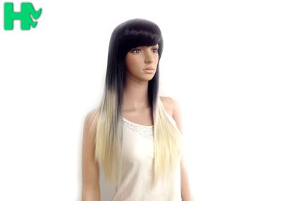 China Girls Straight Synthetic Hair Wig Ombre Color 18-20 Inch Heat Resistant Kanekalon for sale