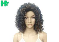 China Kinky Curly Short Synthetic Wig Natural Black Brown Heat Resistant 100% Fiber for sale