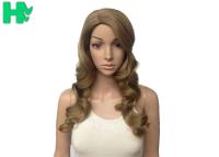 China Deep Wave Long Synthetic Wigs Dark Blonde Lustrous With Highlight for sale