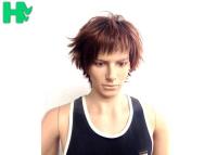 China Dark Brown Synthetic Mens Hair Pieces Silky Straight 14-32 Inch Custom Wig for sale