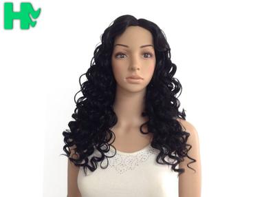 China Women Curly Long Synthetic Wig 8-30 Inch Dark Brown Customizable Heat Resistant for sale