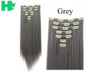 China Grey Clip In Synthetic Hair Extensions 12-30 Inch for Black Women 8pcs Set for sale
