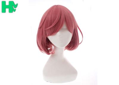 China Short Pink Synthetic Cosplay Wig 14 Inch Straight Heat Resistant Fiber for sale